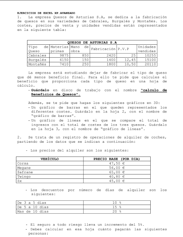 Ejercicios de Excel Avanzado